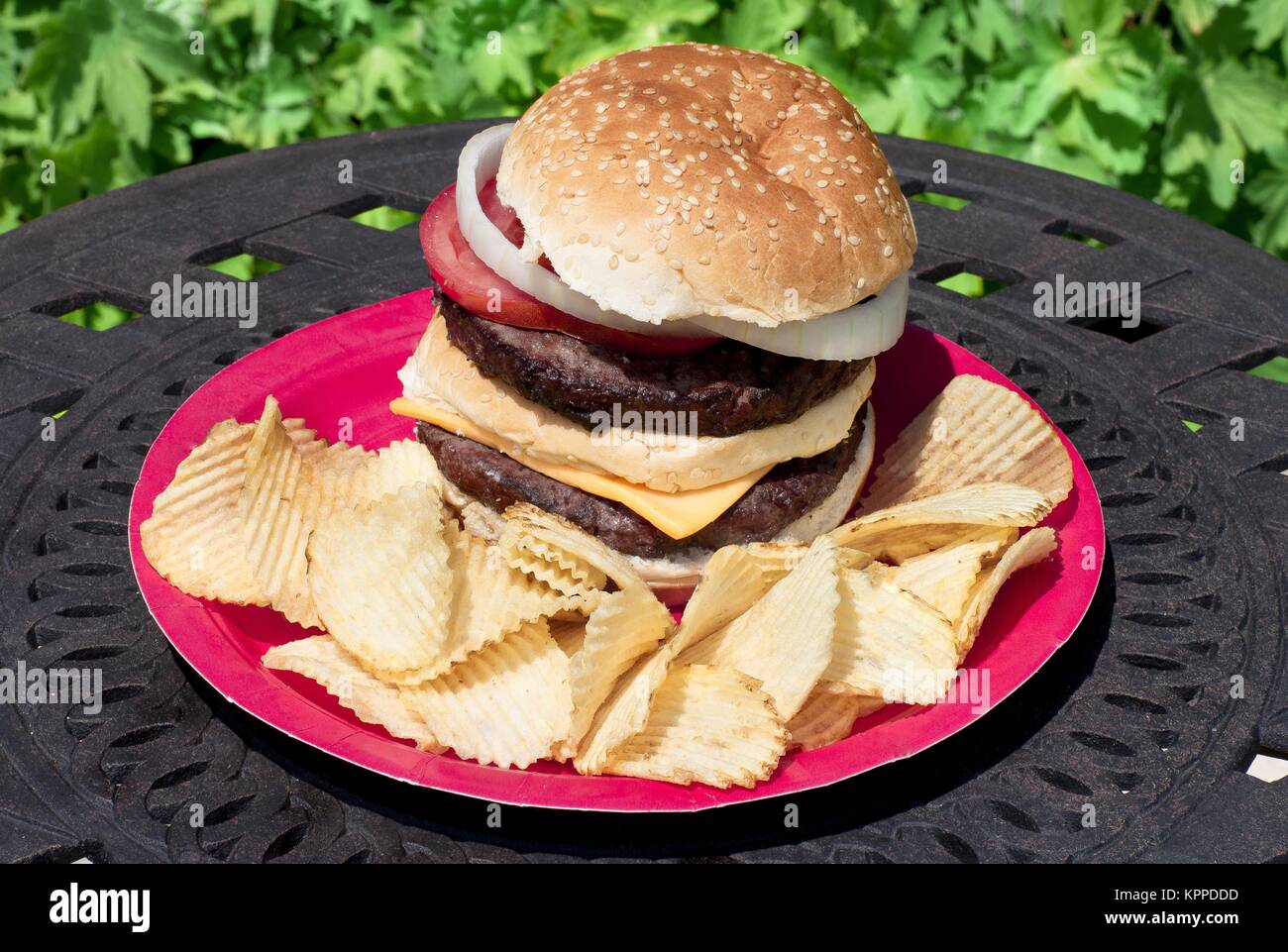 huge burger and chips Stock Photo - Alamy