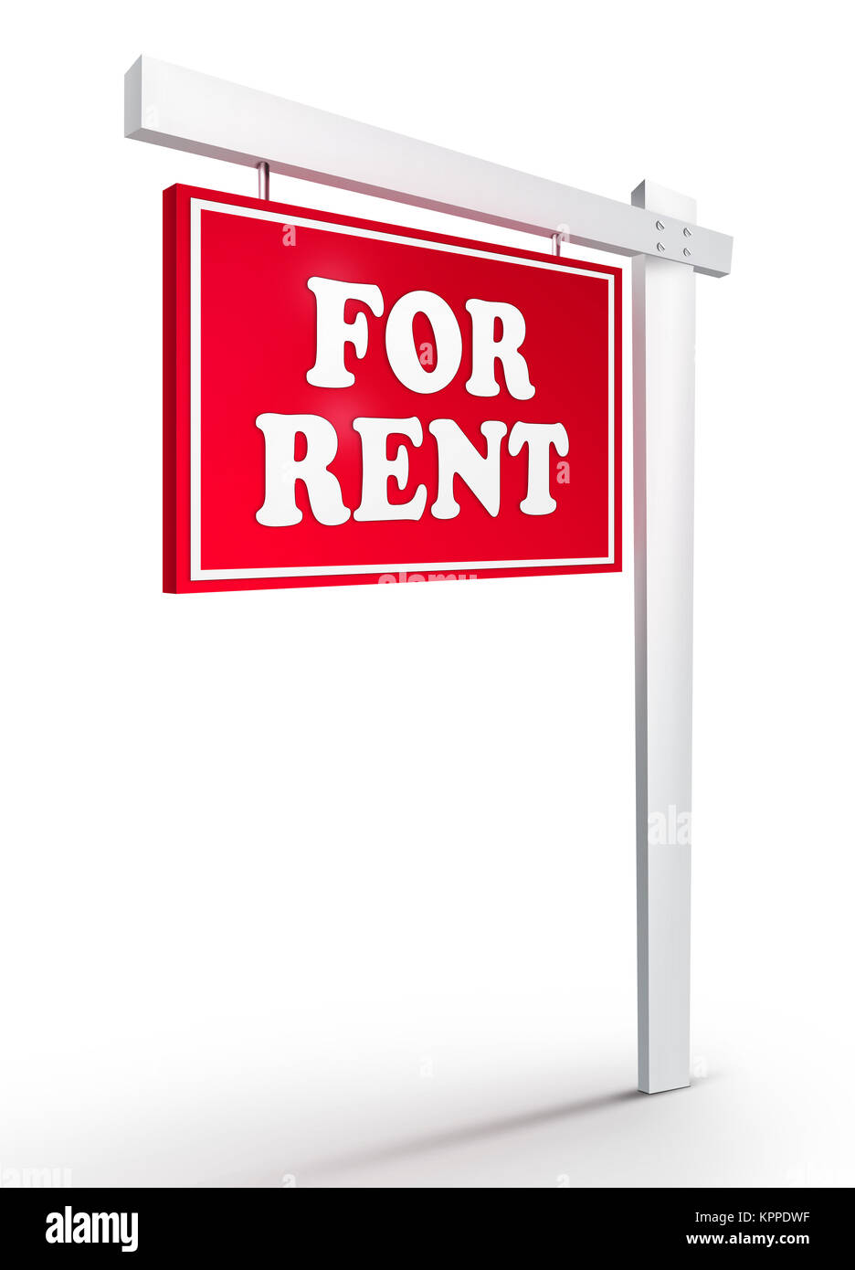 Real Estate Sign - For Rent on White background. 2D artwork. Computer ...