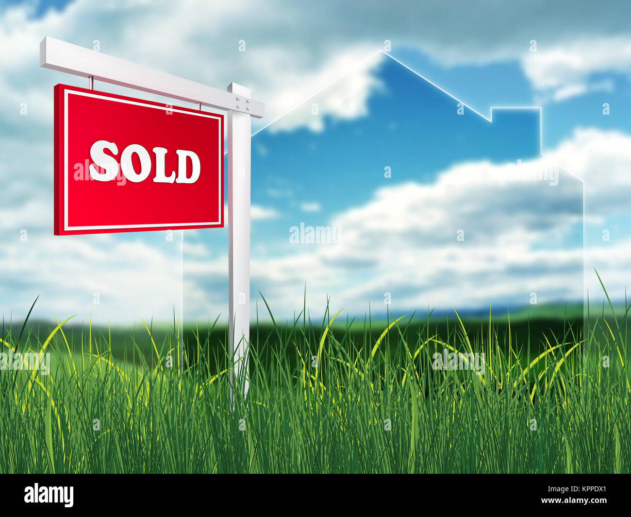 Real Estate Sign – Sold. 2D artwork. Computer Design Stock Photo - Alamy