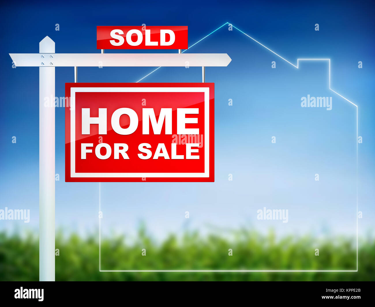 Real Estate Sign – For sale. 2D artwork. Computer Design Stock Photo ...
