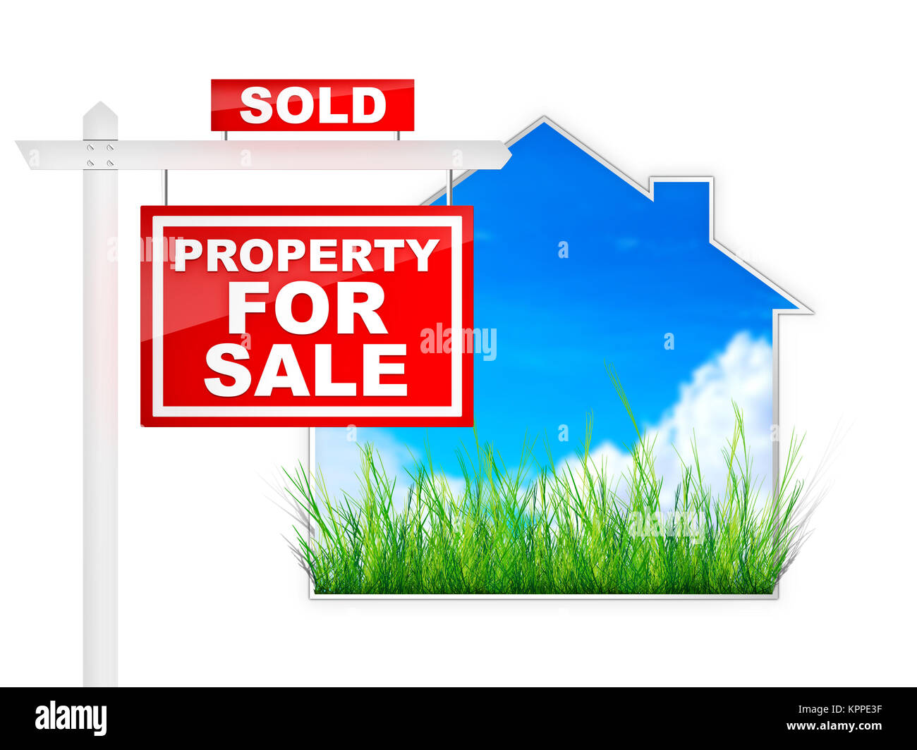 Real Estate Sign – Property For Sale. 2D artwork. Computer Design Stock ...