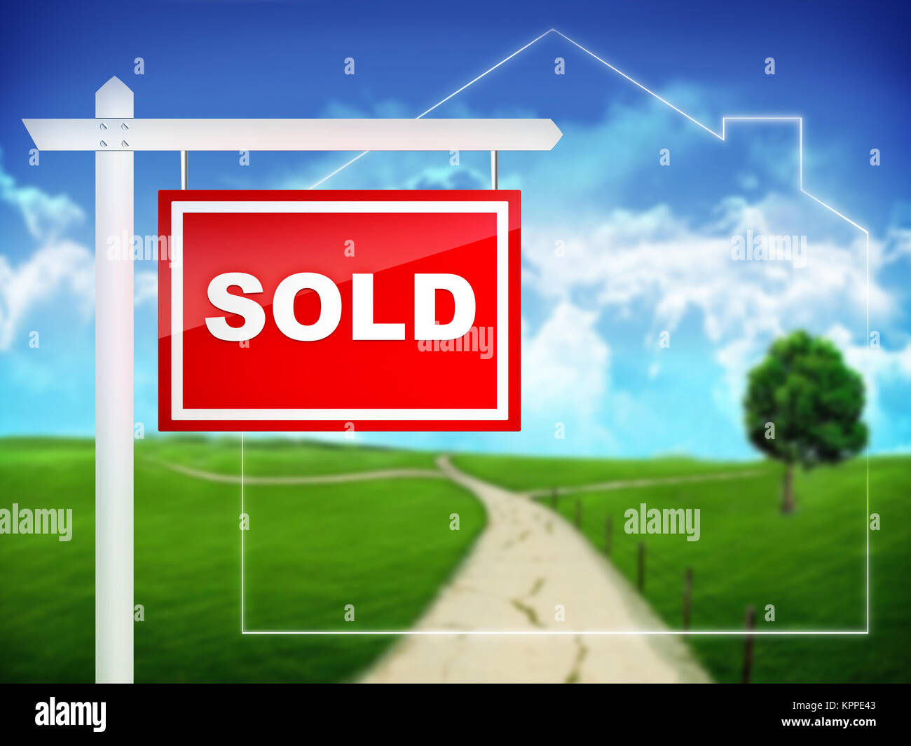 Real Estate Sign – Sold. 2D artwork. Computer Design Stock Photo - Alamy