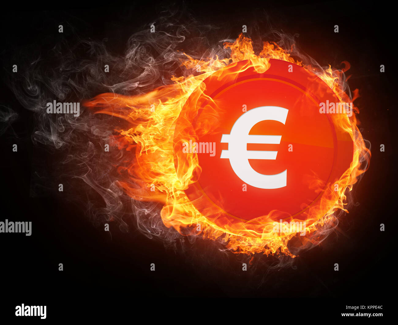 Sign Euro in Fire. Computer Graphics Stock Photo - Alamy