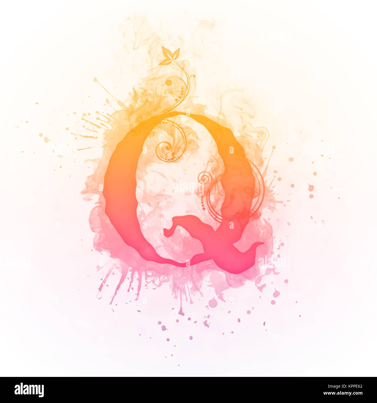 Sunny Swirl Letter Q Isolated on White Background. Computer Design ...