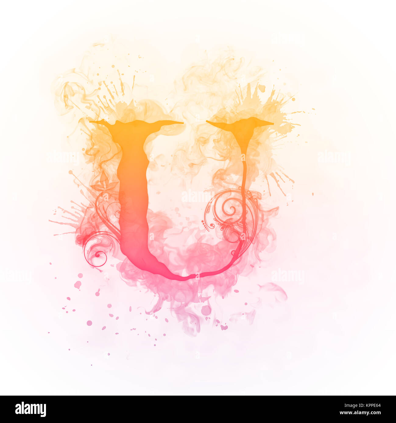 Sunny Swirl Letter U Isolated on White Background. Computer Design ...