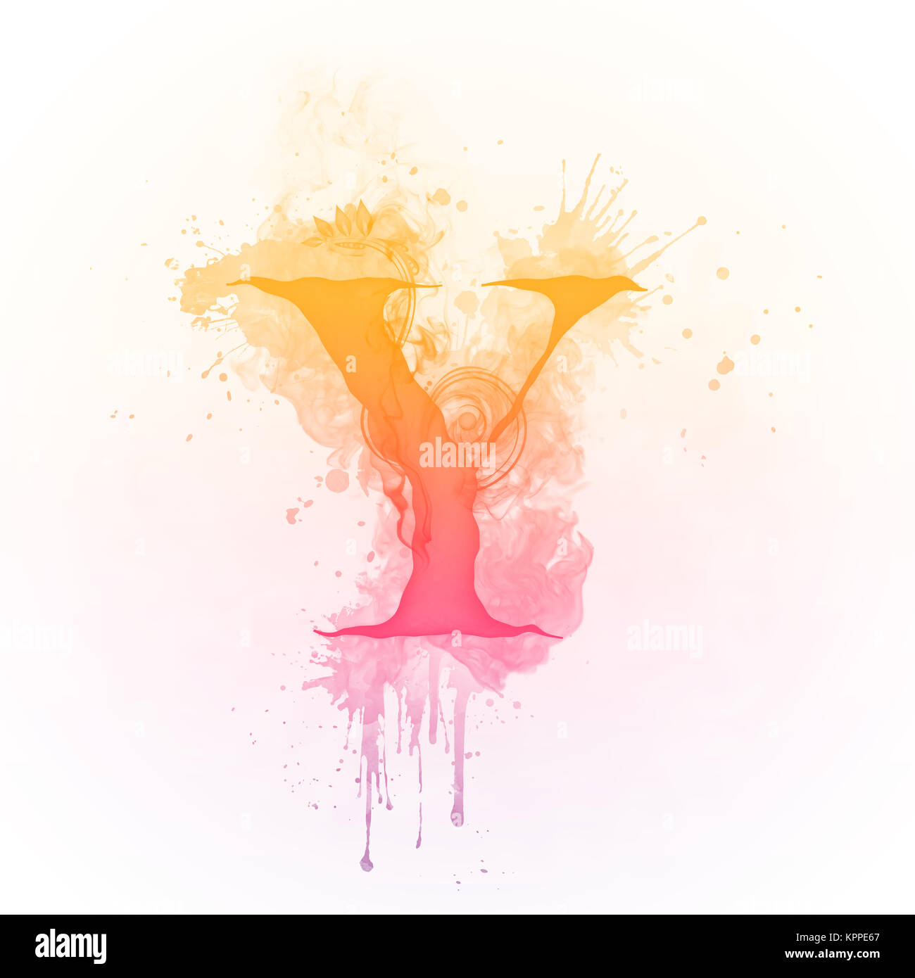 Sunny Swirl Letter Y Isolated on White Background. Computer Design ...