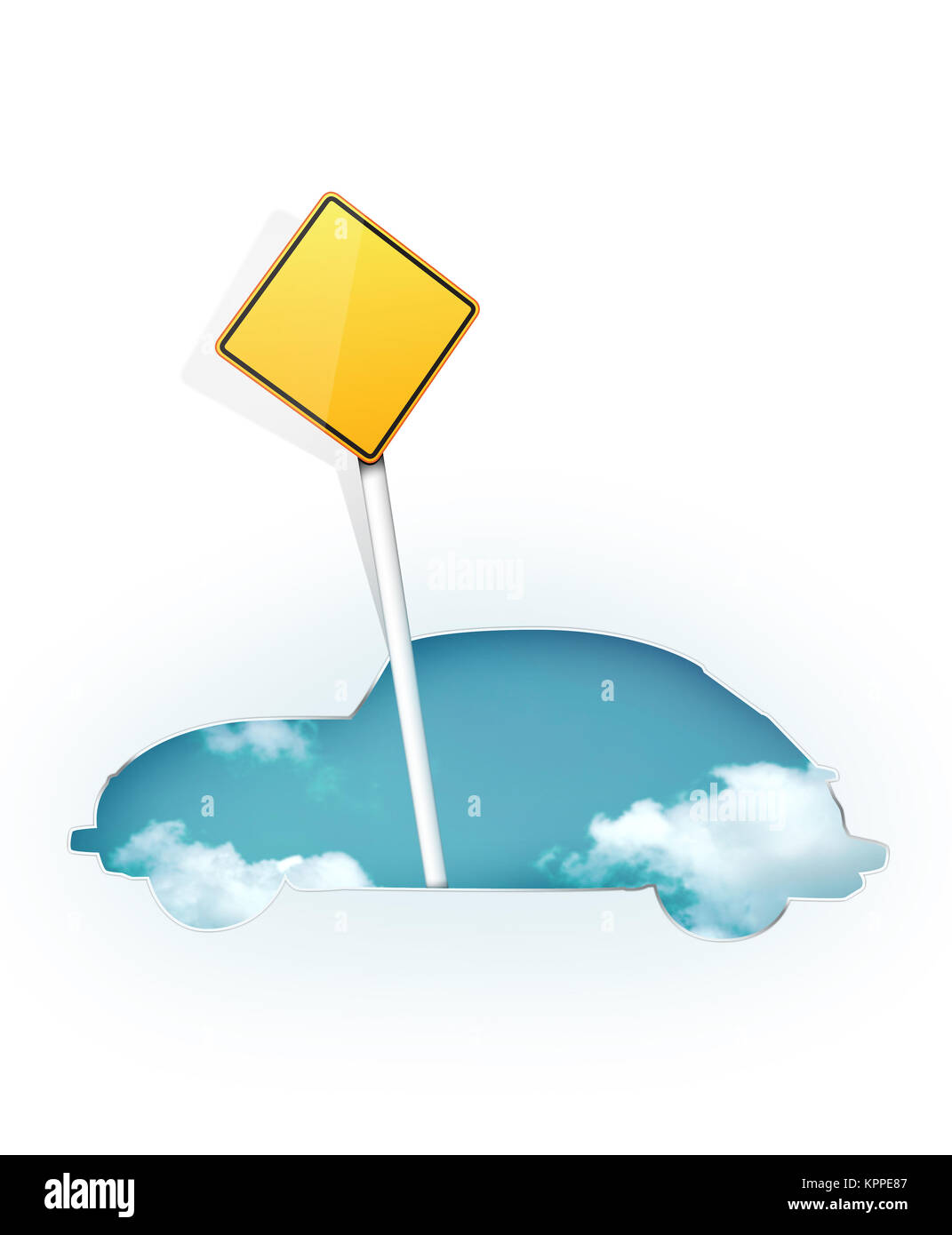 Silhouette of Car with Traffic Sign. 2D Design, Computer Graphics Stock ...