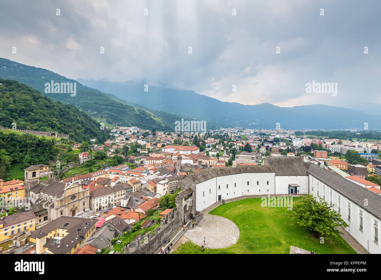 Bellinzona, Switzerland - May 28, 2016: Bellinzona cityscape view from ...