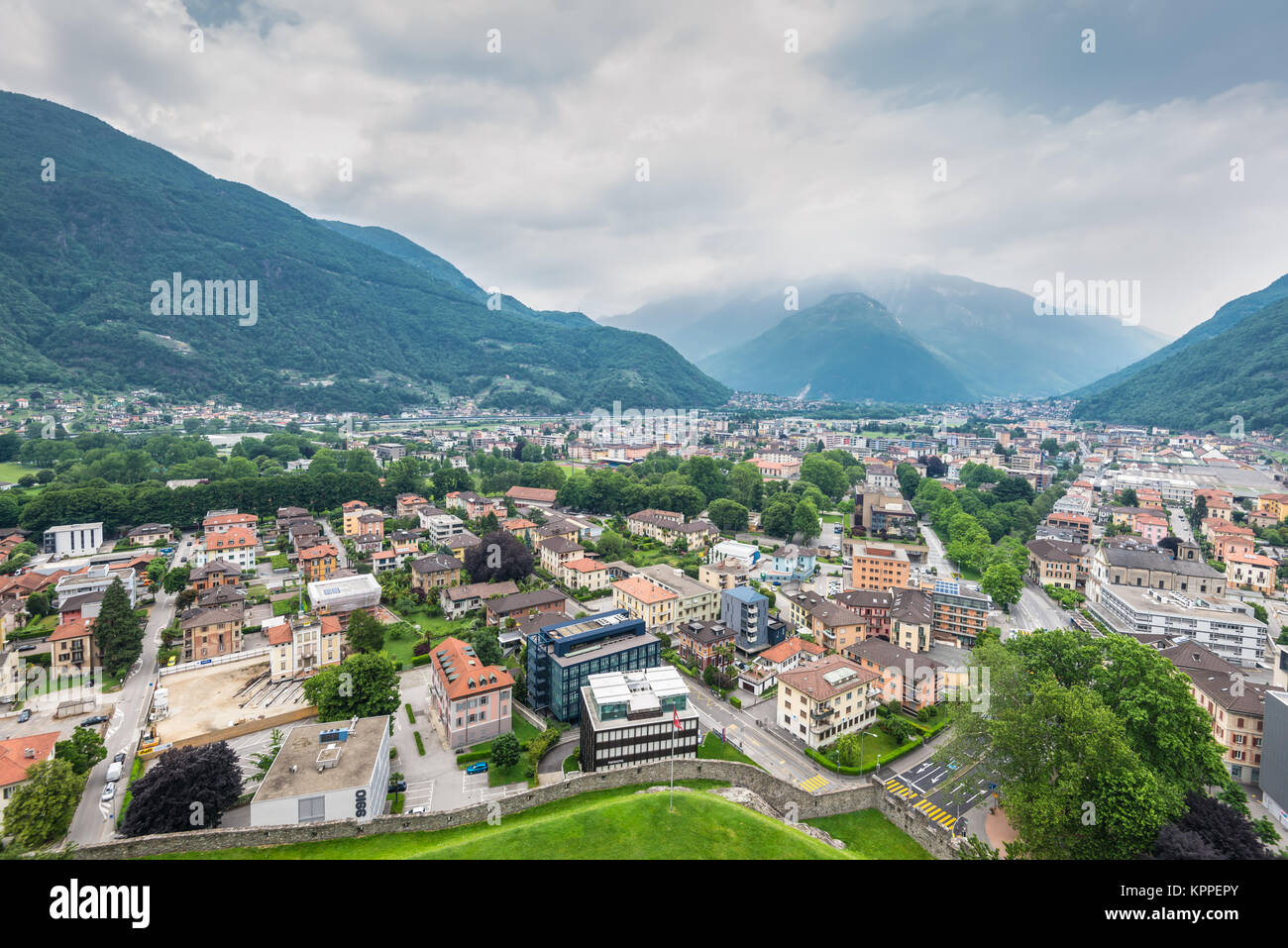 Bellinzona, Switzerland - May 28, 2016: Bellinzona cityscape view from ...