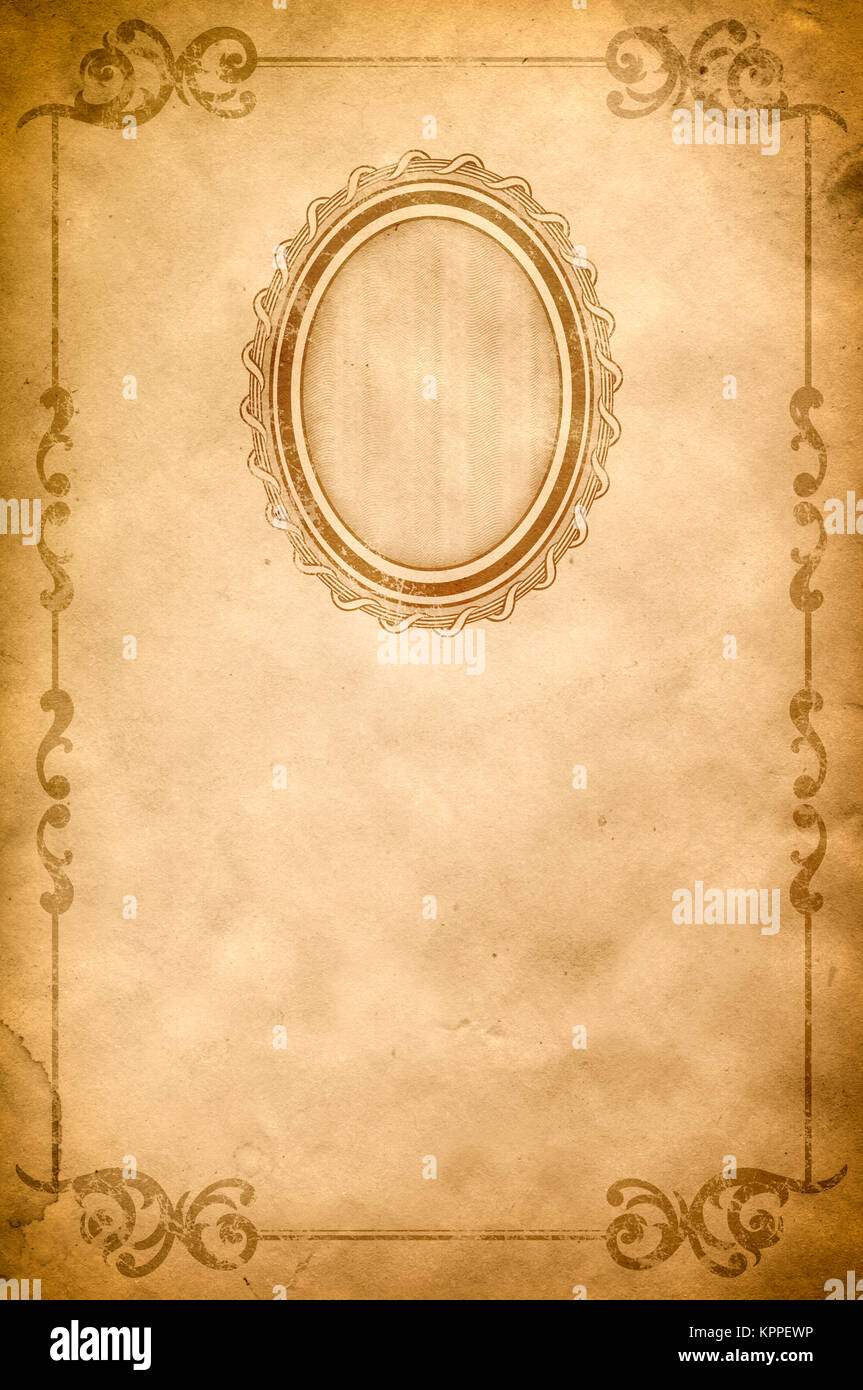Grunge paper with decorative vintage border, old-fashioned frame and ...