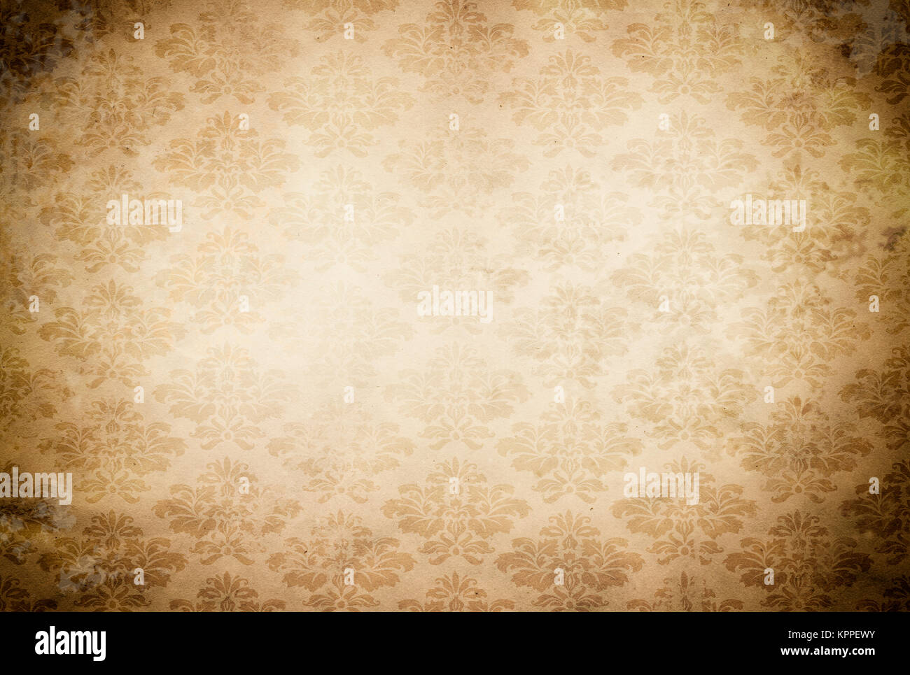 Aging paper background with decorative old-fashioned patterns. Vintage ...