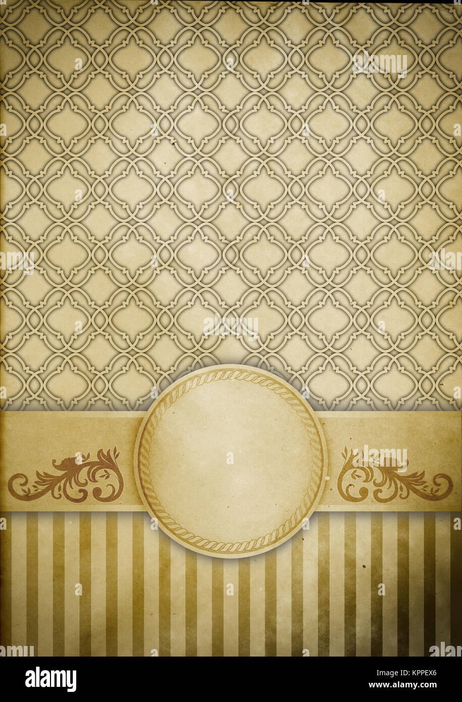 Old paper background with decorative vintage ornament,border and frame ...