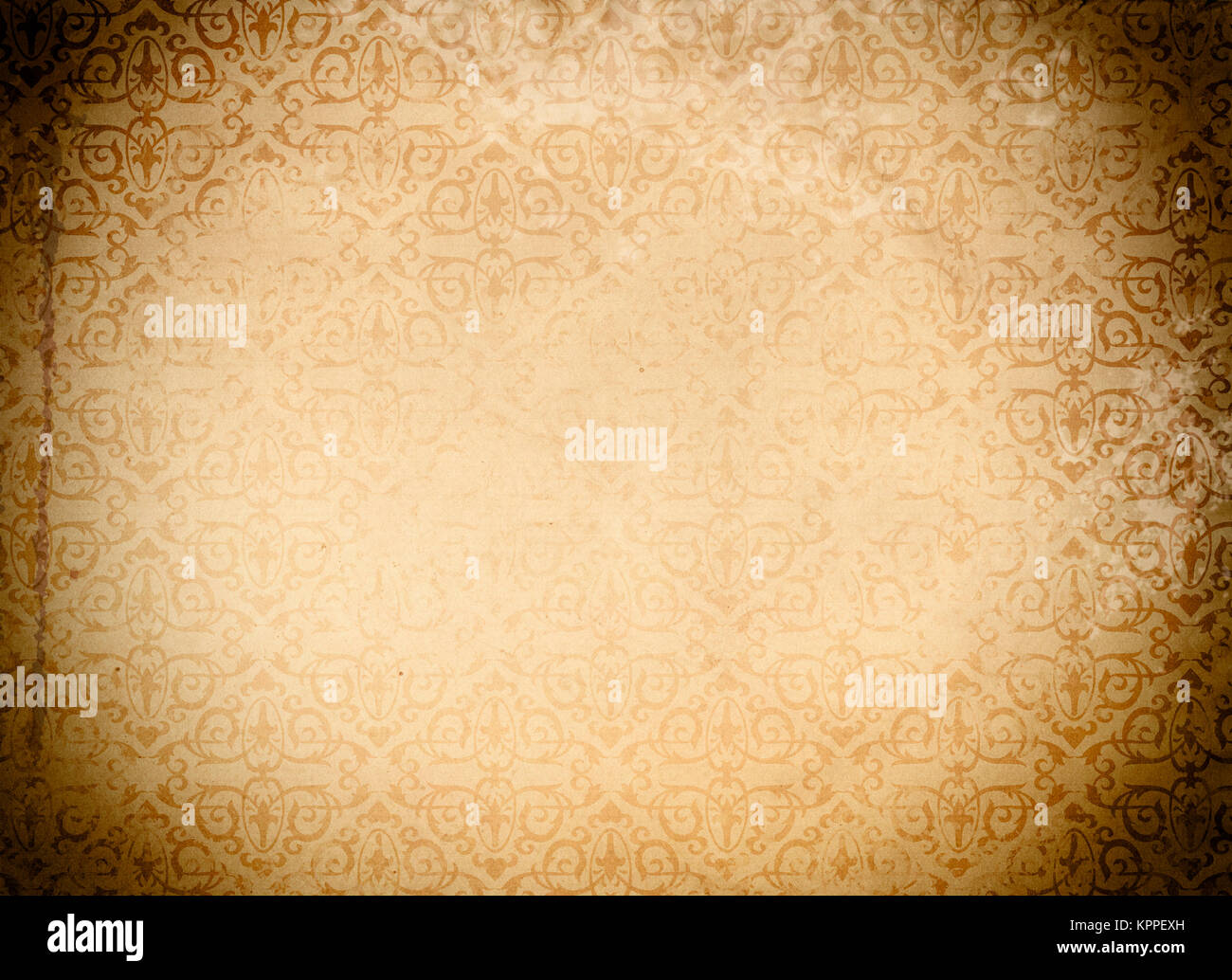 Old stained paper background with old-fashioned patterns. Vintage paper ...