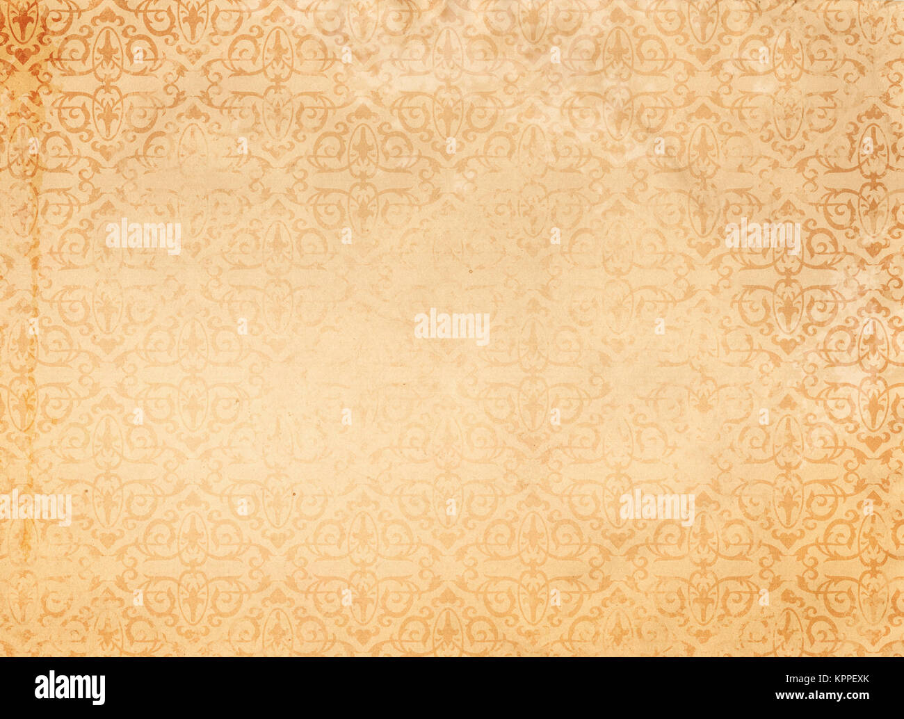 Old stained paper background with old-fashioned patterns. Vintage paper ...