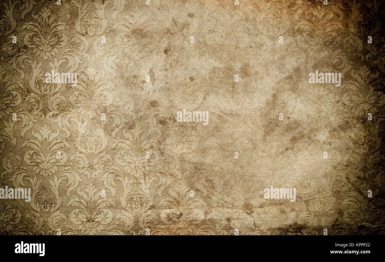 Old dirty paper with old-fashioned floral patterns. Vintage paper ...