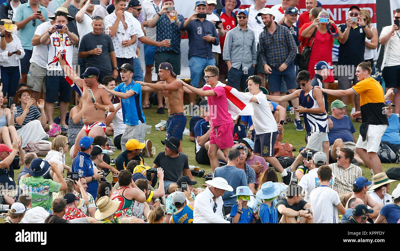 Barmy Army fans do the conga late on day three during day three of the ...