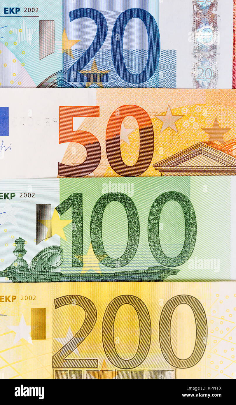 Background from different euro banknotes close up Stock Photo - Alamy