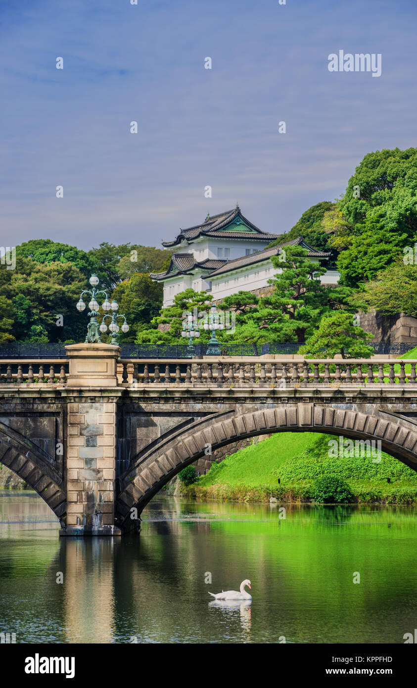 Tokyo Imperial Palace Outer Gardens with the famous Nijubashi Bridge ...