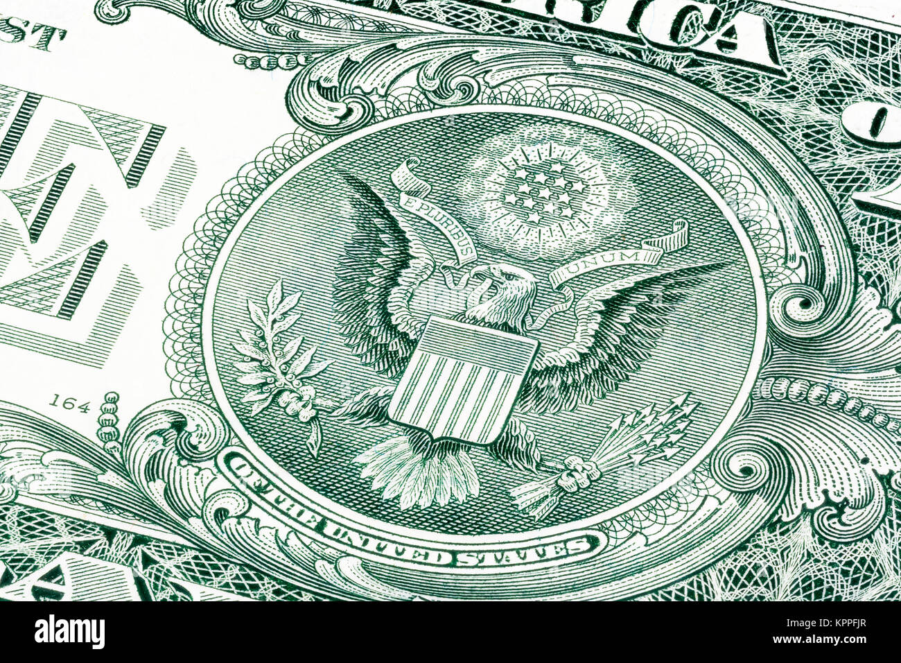 Back of one dollar bill photo witch eagle. Stacked Stock Photo - Alamy