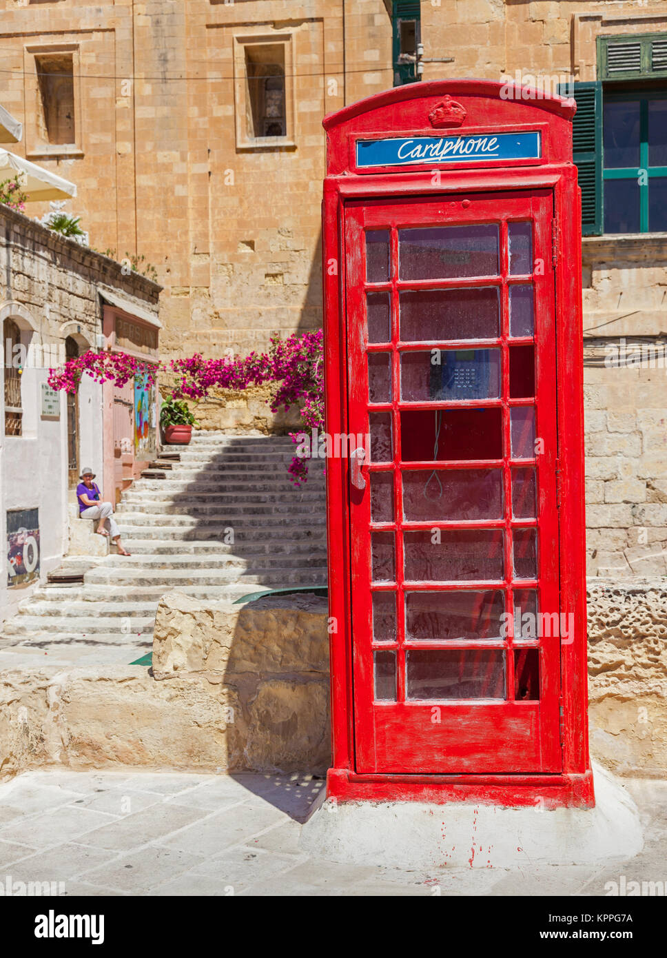 VALLETTA, MALTA - JUNE 26, 2012: A traditional red telephone booth in ...
