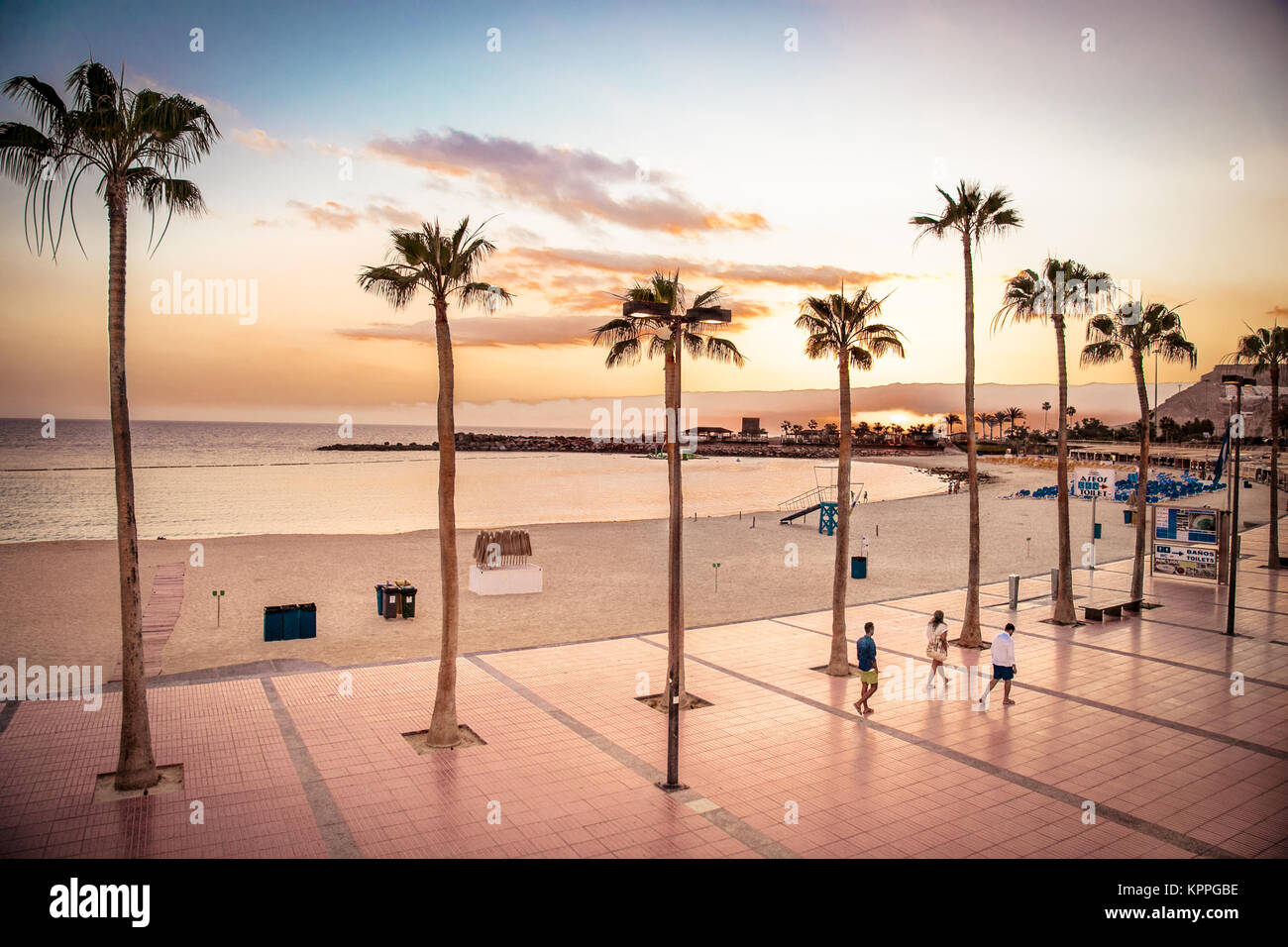 GRAN CANARIA, SPAIN-MAY 17, 2016: Sunset at Playa de Amadores in Puerto ...