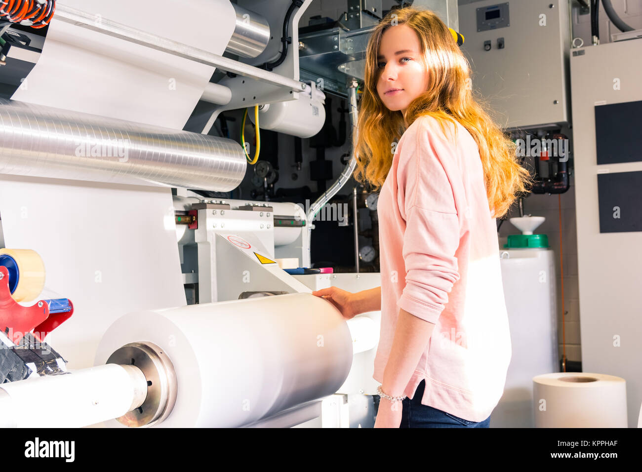 Young Female Girl Engineer Printing Specialist Gravure Intaglio ...