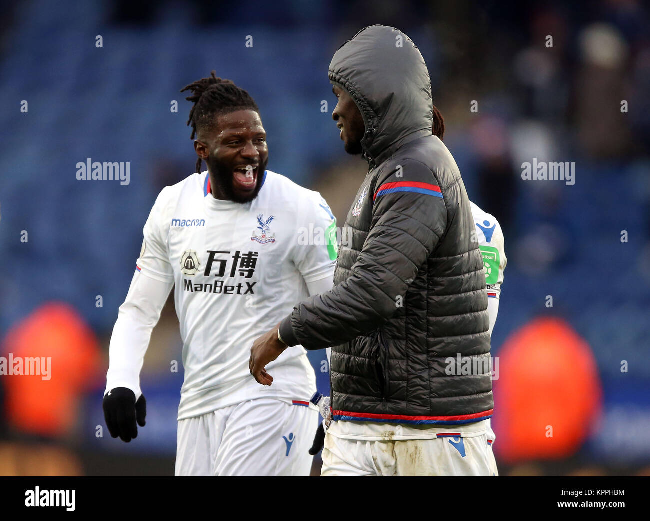 Crystal Palace's Bakary Sako (left) and Christian Benteke after the ...
