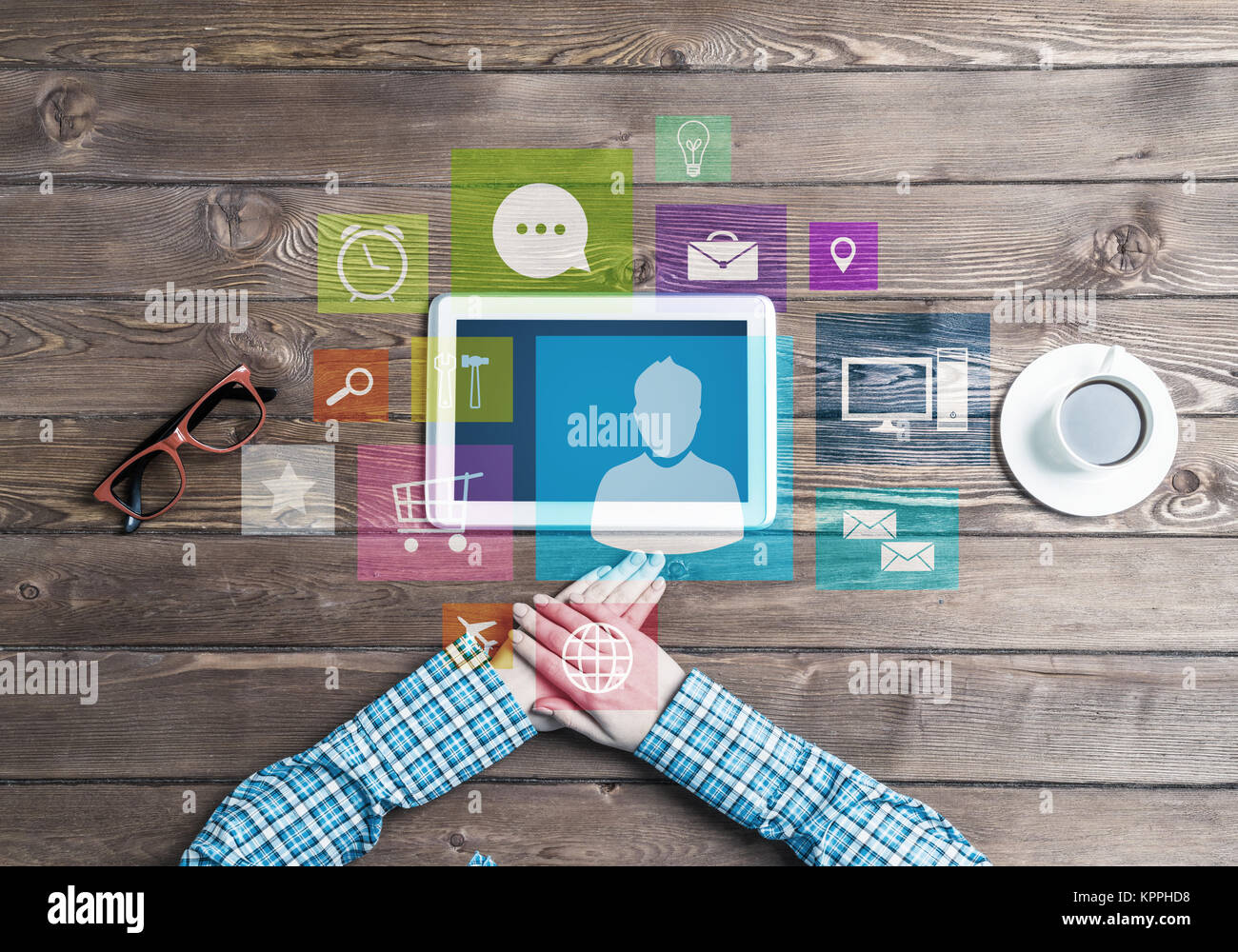 Concept of social communication and networking with media user ...