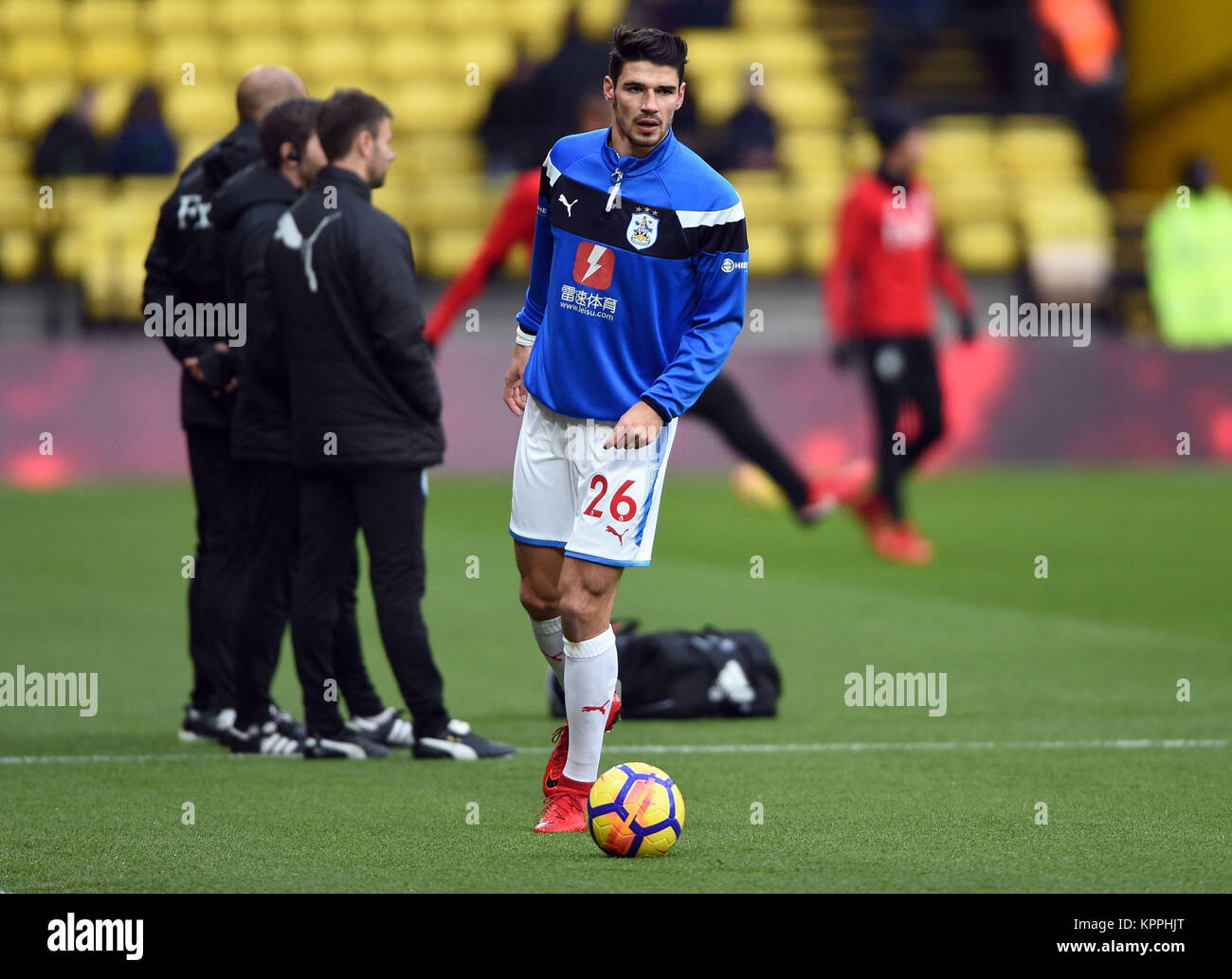 Huddersfield Town's Christopher Schindler warms up before the Premier ...