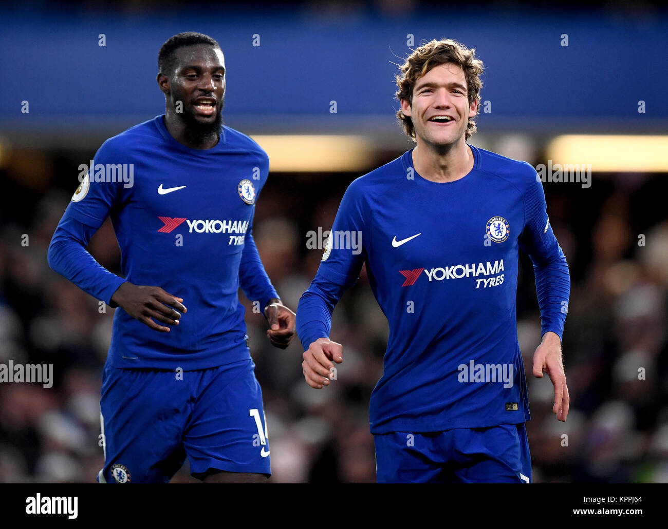 Chelsea's Marcos Alonso (Right) celebrates scoring his side's first ...