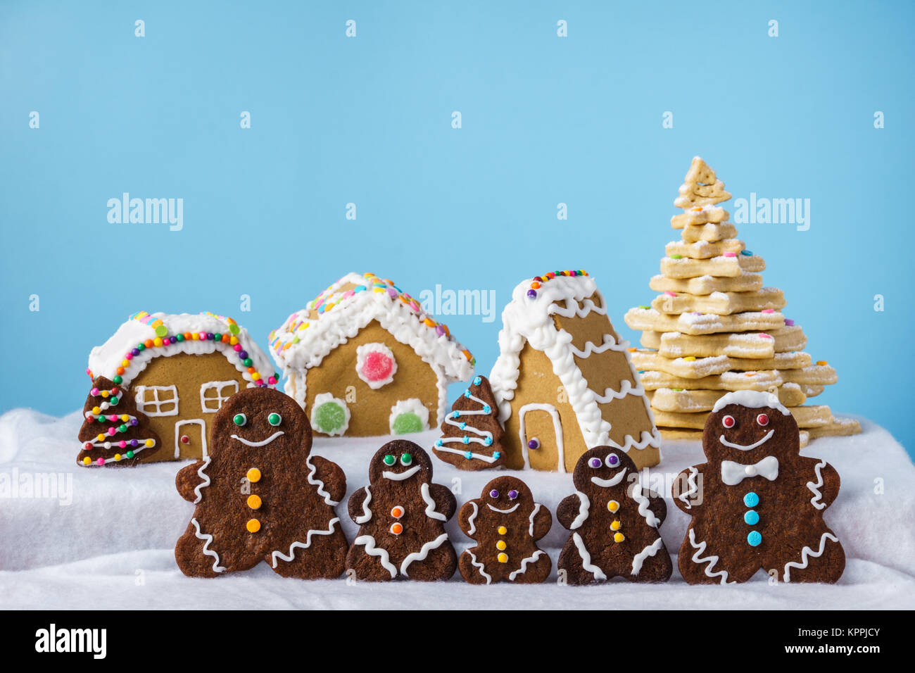 home made delicious traditional gingerbread village and gingerbread man ...