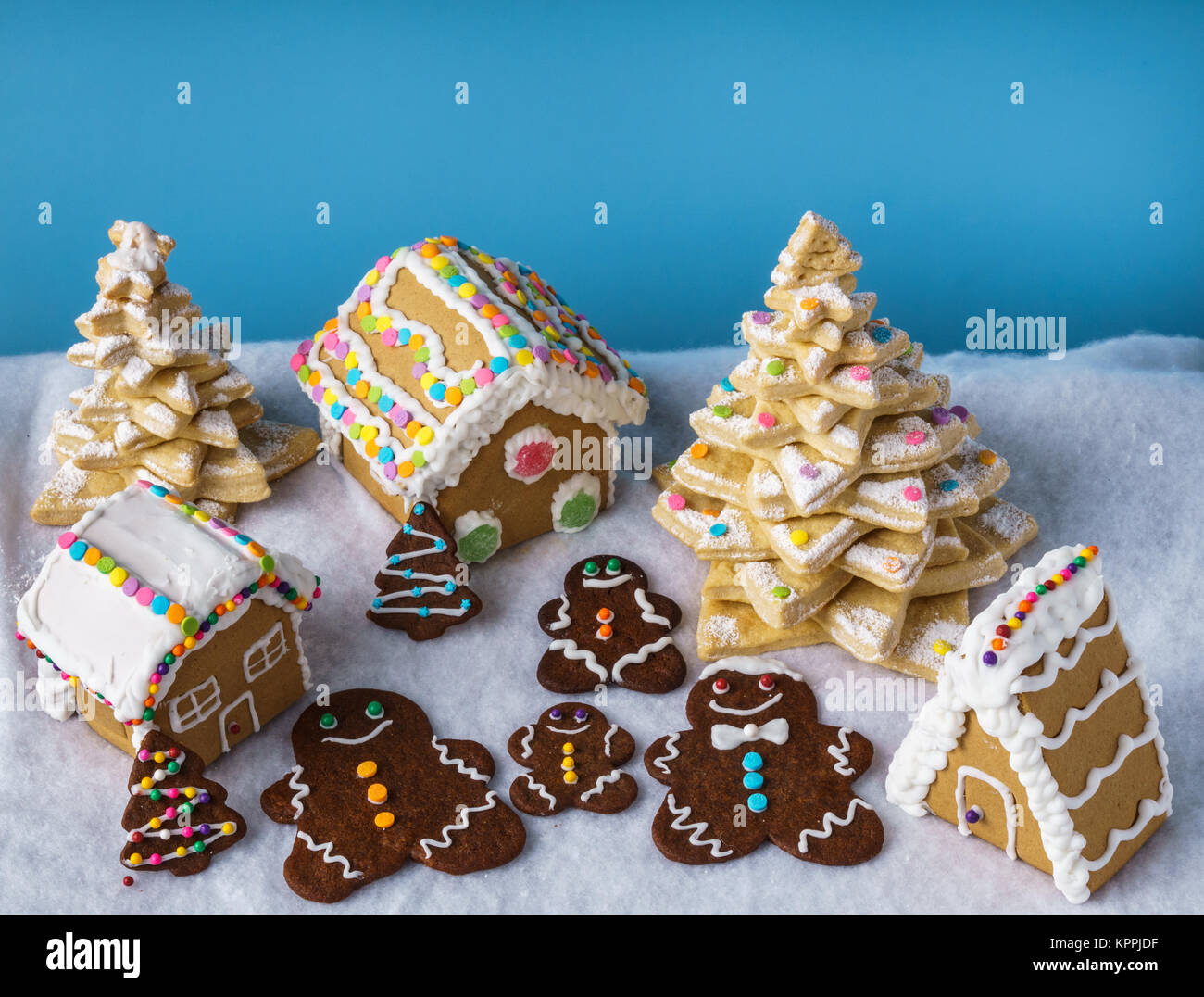 home made delicious traditional gingerbread village and gingerbread man ...