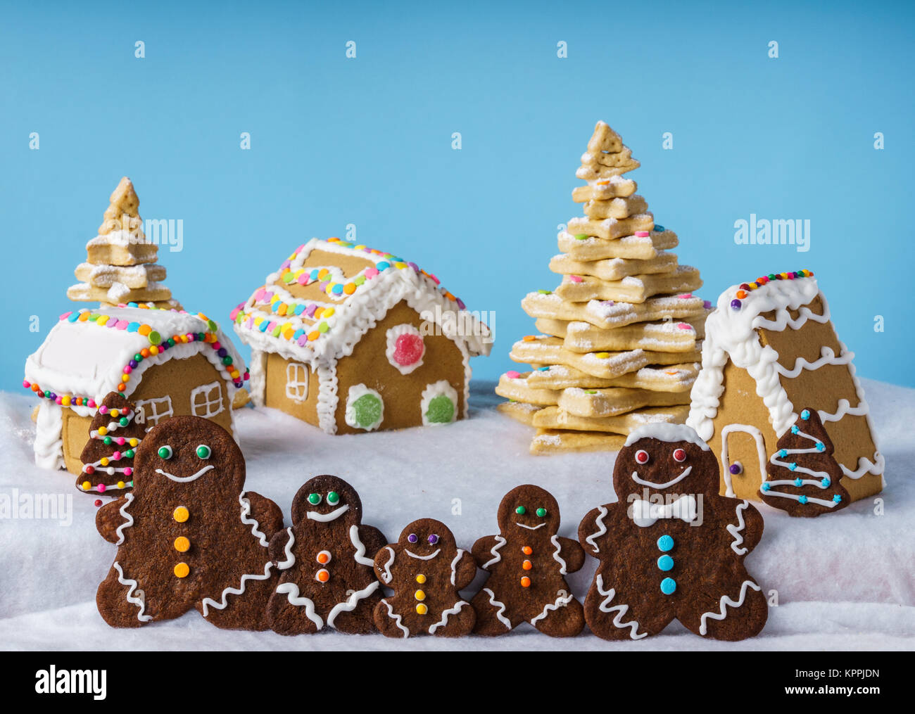 home made delicious traditional gingerbread village and gingerbread man ...