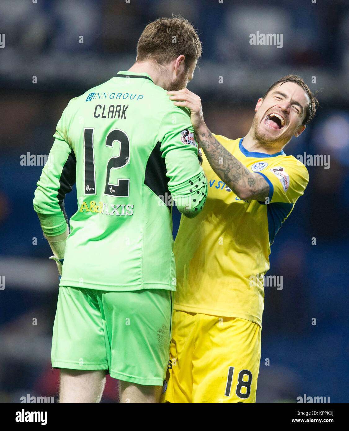 St Johnstone’s Paul Paton (right) celebrates with goalkeeper Zander ...