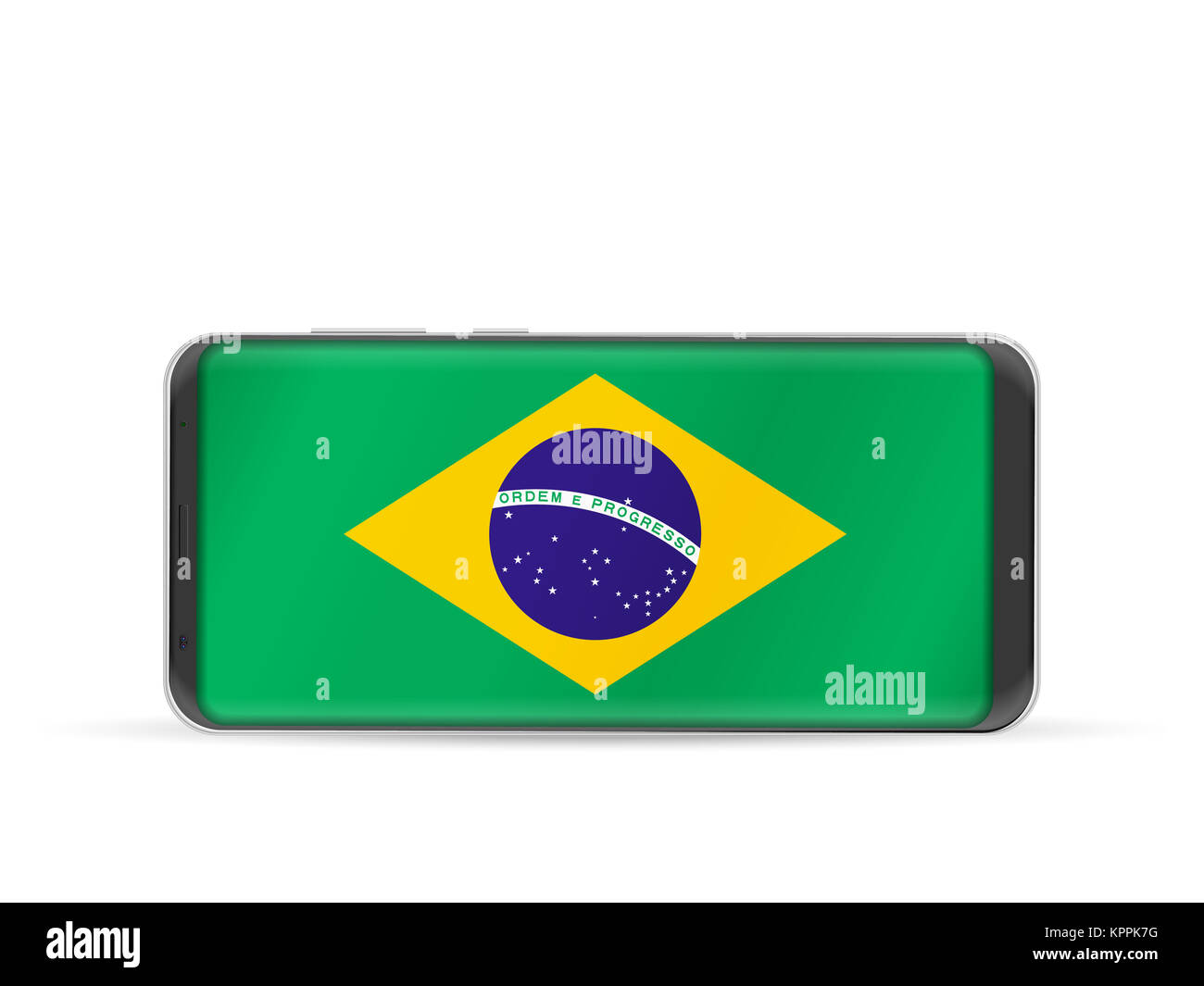 Smart phone Brazil flag on a white background Stock Photo - Alamy