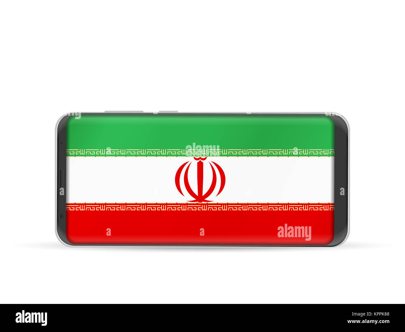 Smart phone Iran flag on a white background Stock Photo - Alamy