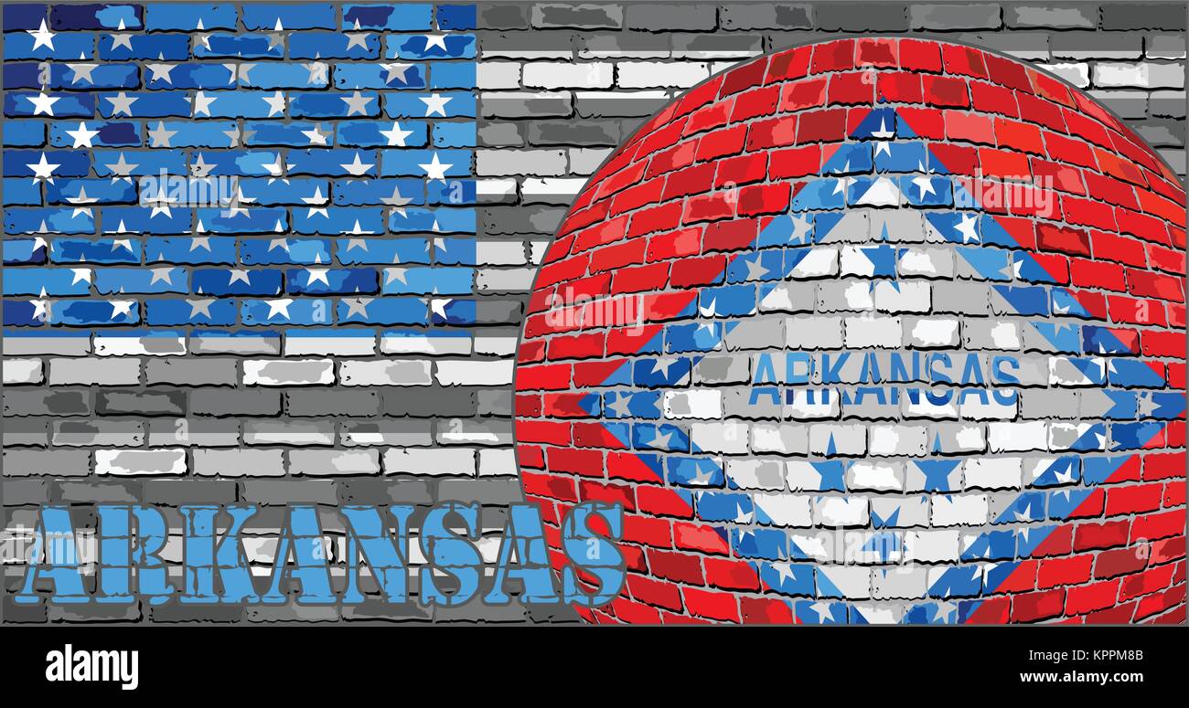 Arkansas flag on the grey USA flag background - Illustration, Ball with ...
