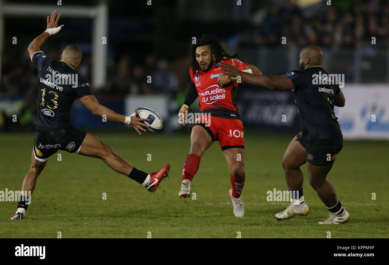 Toulon's Ma'a Nonu and Baths' Jonathan Joseph and Beno Obano during the ...