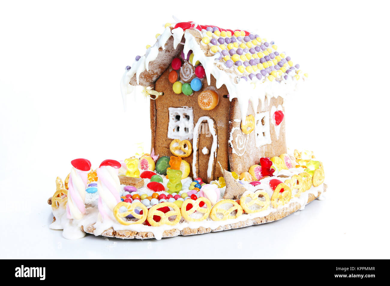 Gingerbread candy sugar house. Fairy tail candyhouse covered with snow ...