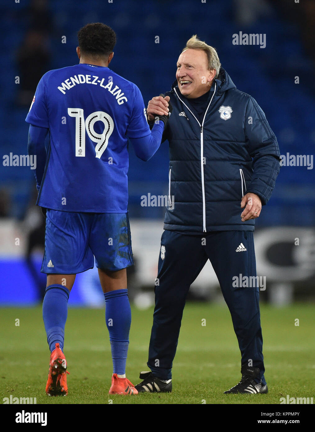 Cardiff City's manager Neil Warnock celebrates his teams win during the ...