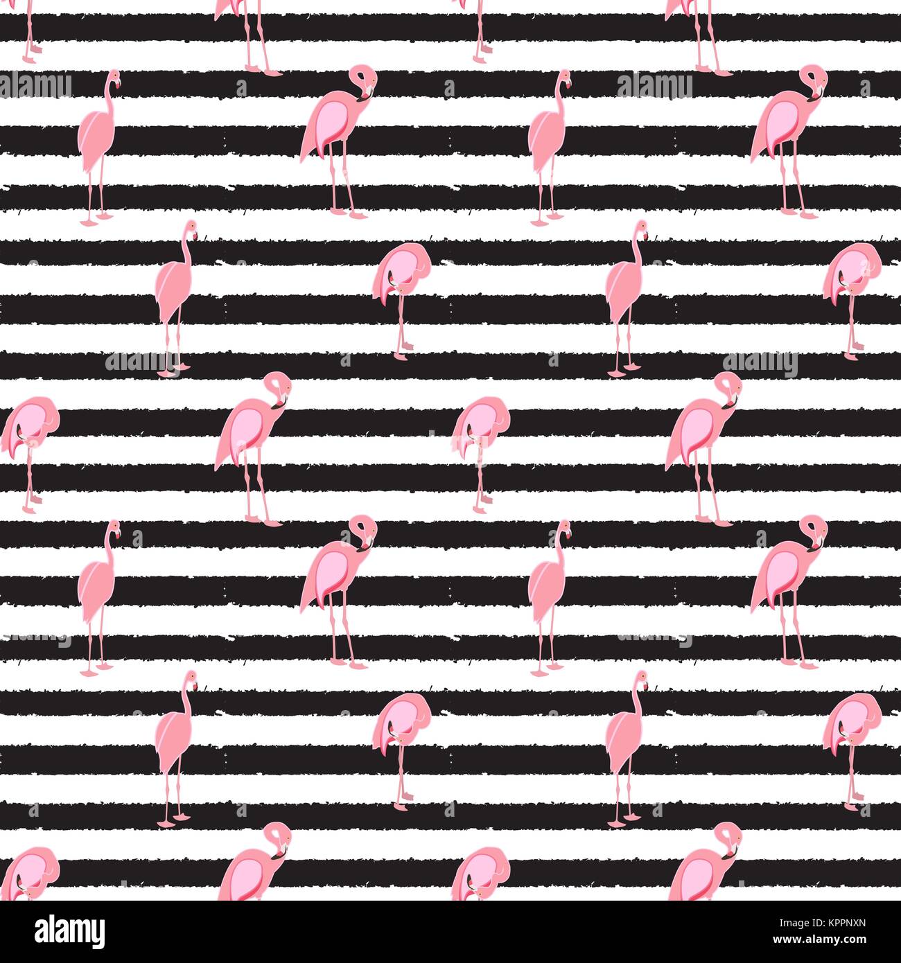 Colorful pink flamingo isolated on white background. Seamless pa Stock ...