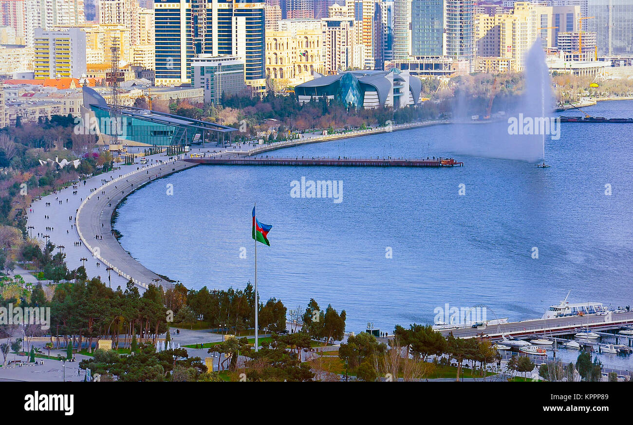 View of the Caspian Sea. View of the boulevard Stock Photo - Alamy