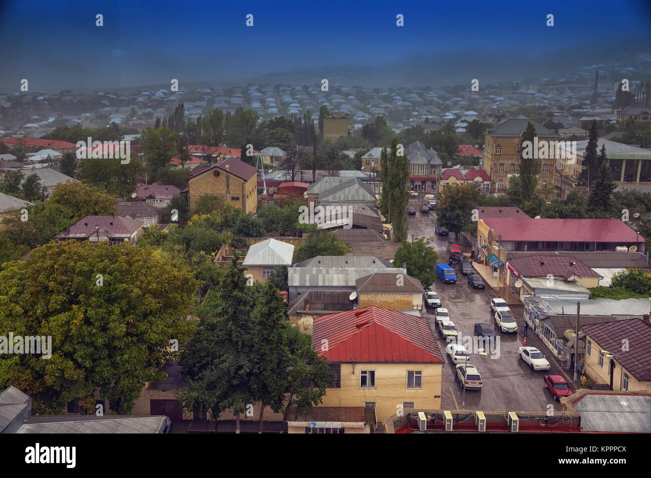 Background Nature Azerbaijan.Top view of Shamakhi city Stock Photo - Alamy