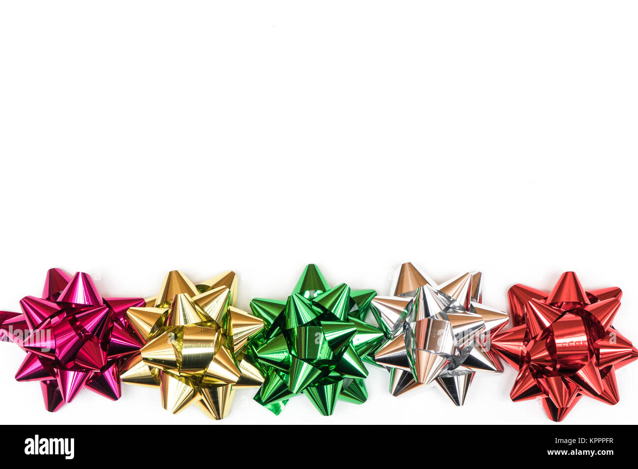 row of colored bows on a colored background Stock Photo - Alamy