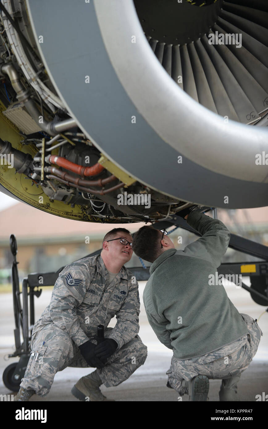 U.S. Air Force Staff Sgt. David Davis, (left), and Senior Airman Vincent Sandoval, 100th ...