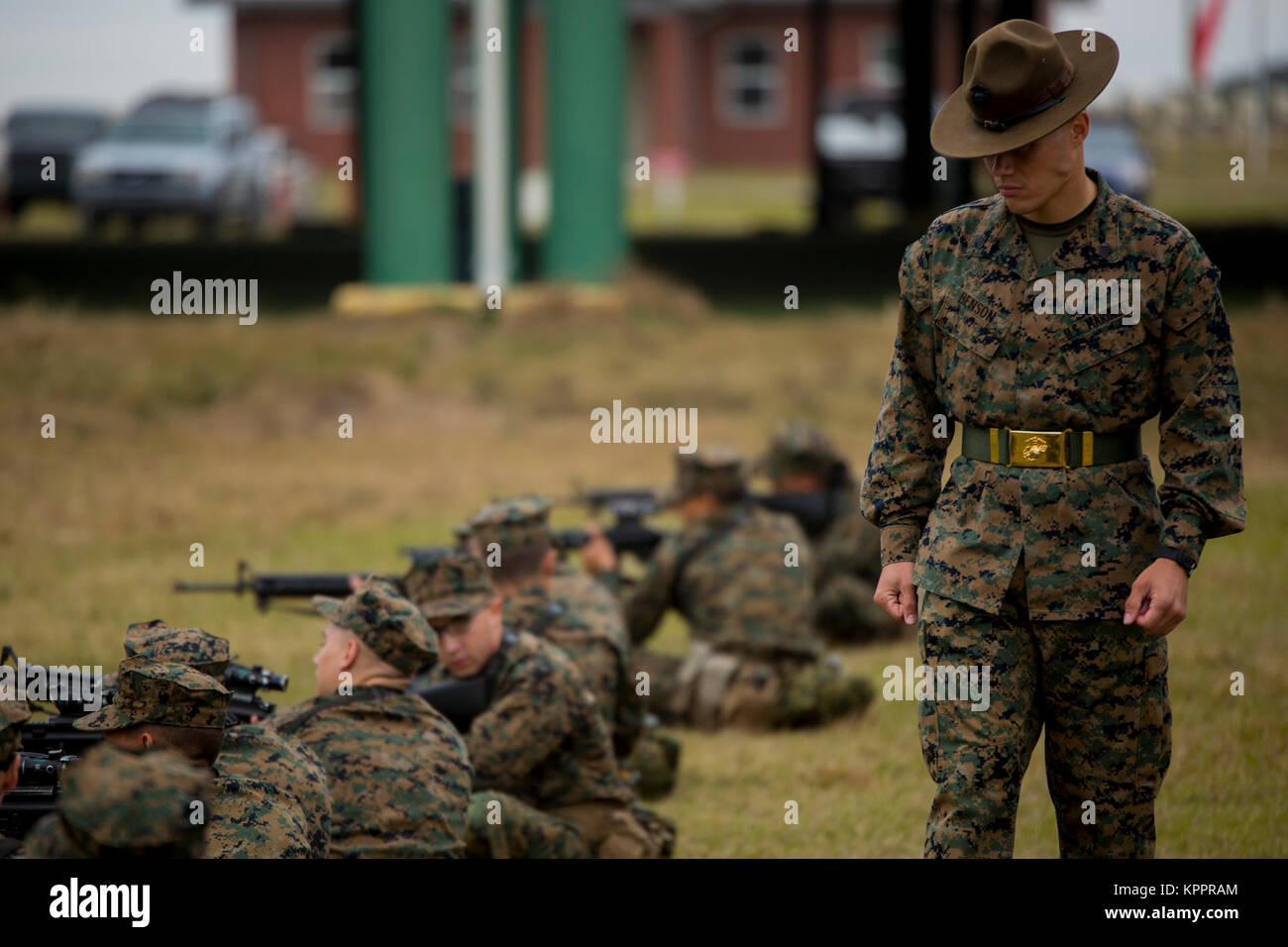 U.S. Marine Corps Sgt. Timothy Benson, a drill instructor with Kilo ...
