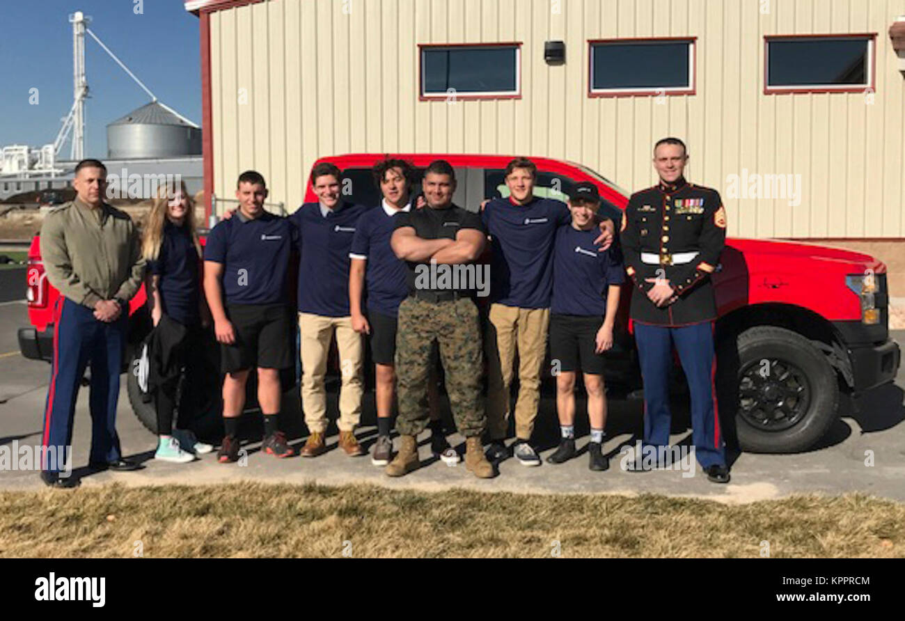 U.S. Marine Staff Sgt. William Whetzel (far right), recruiter with ...