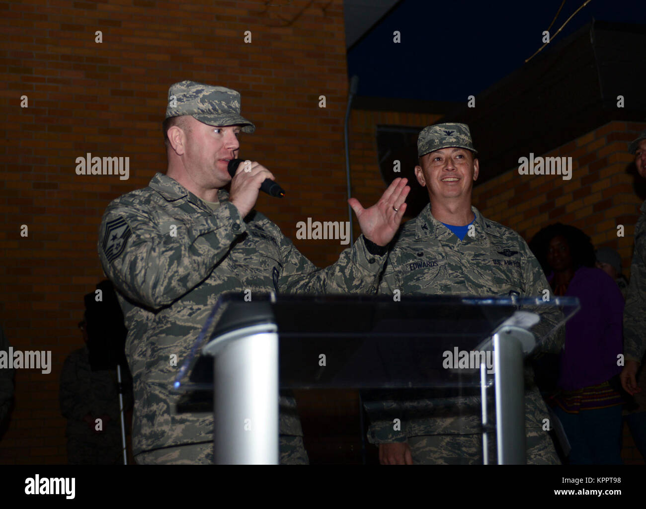 Chief Master Sgt. Adam Vizi, the 28th Bomb Wing command chief, and Col ...