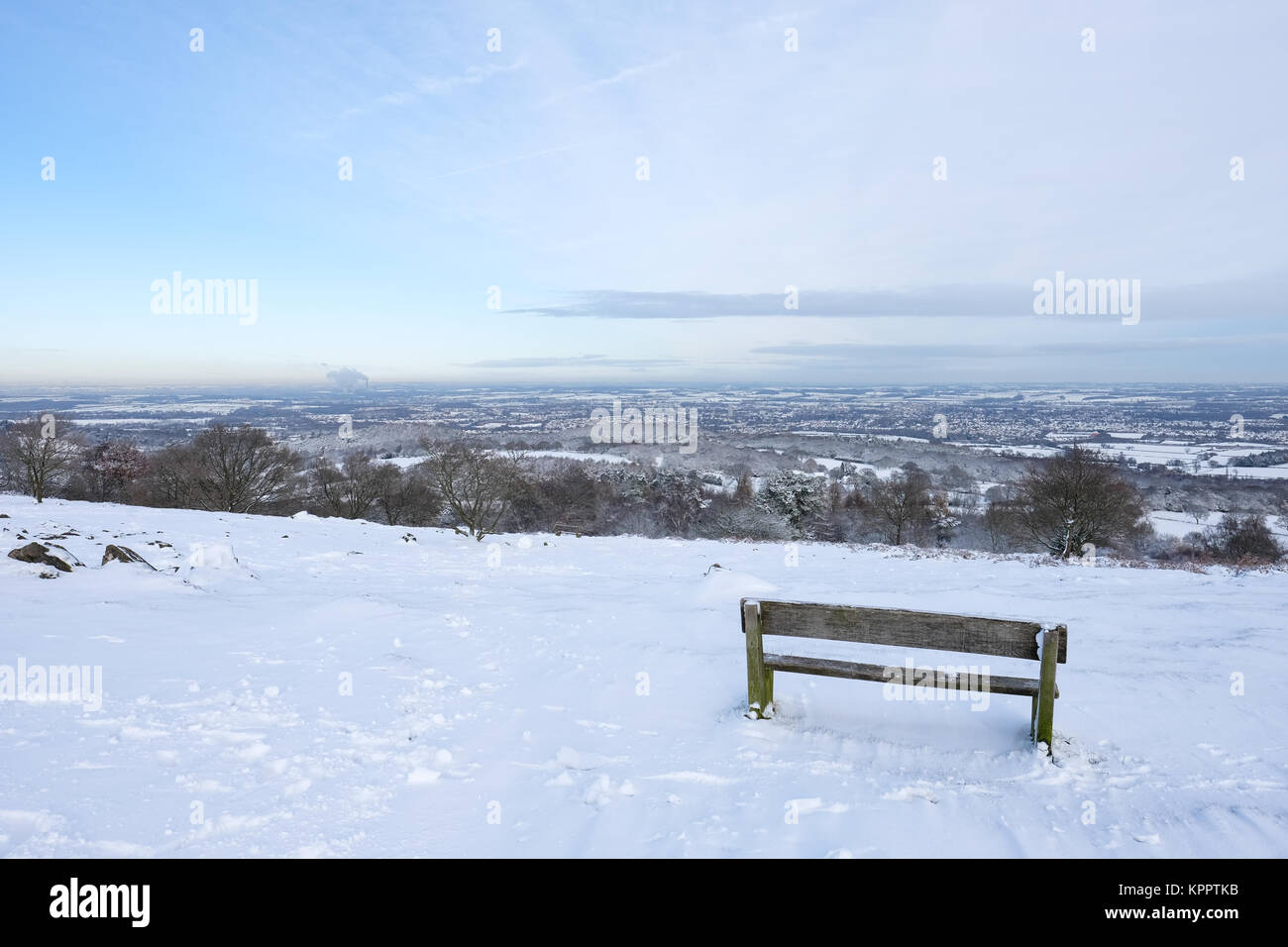 snow covered landscape at the top of beacon hill country park ...