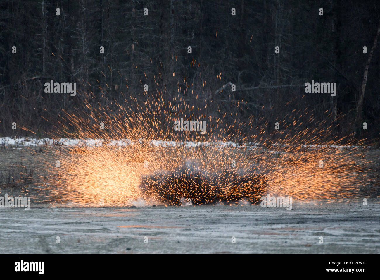 A M67 fragmentation grenade explodes during live-fire training at Kraft ...